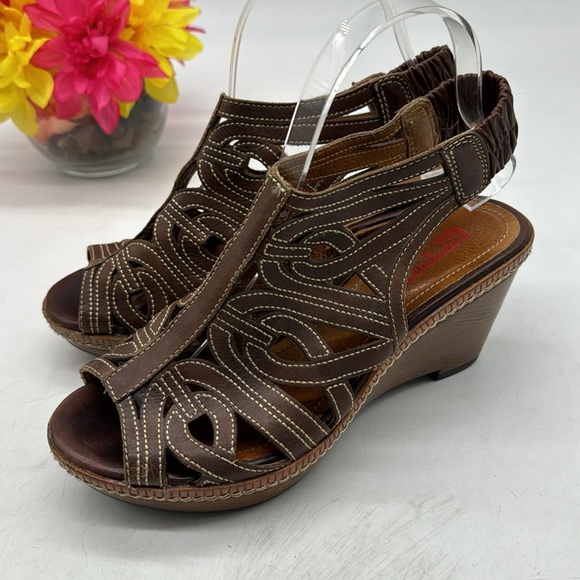 PIKOLINOS | Shoes | Pikolinos Paris Slingback Brown Wedge Peep Toe ...
